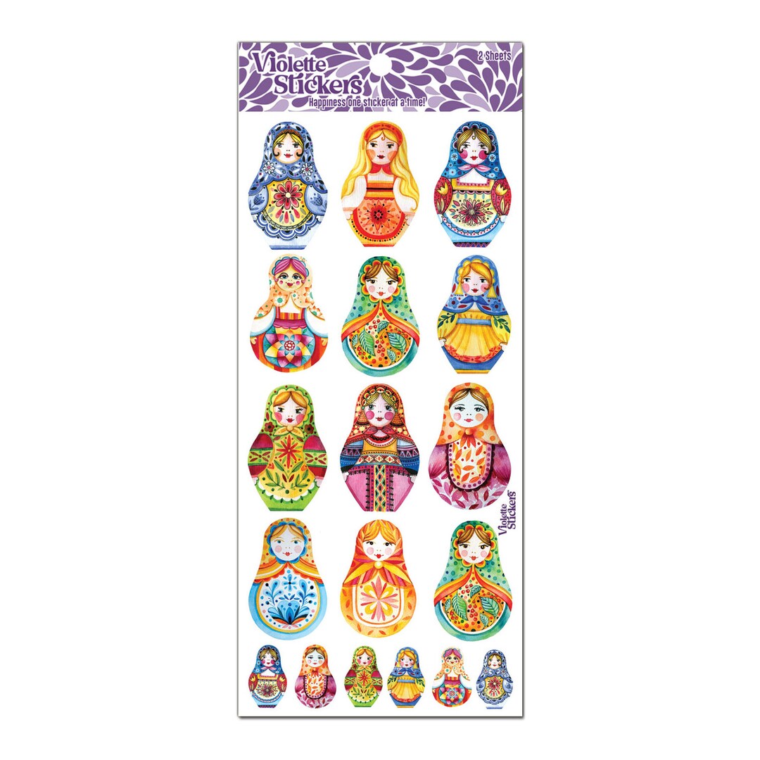 Stacking Wooden Doll Stickers 2 Sheets - Etsy