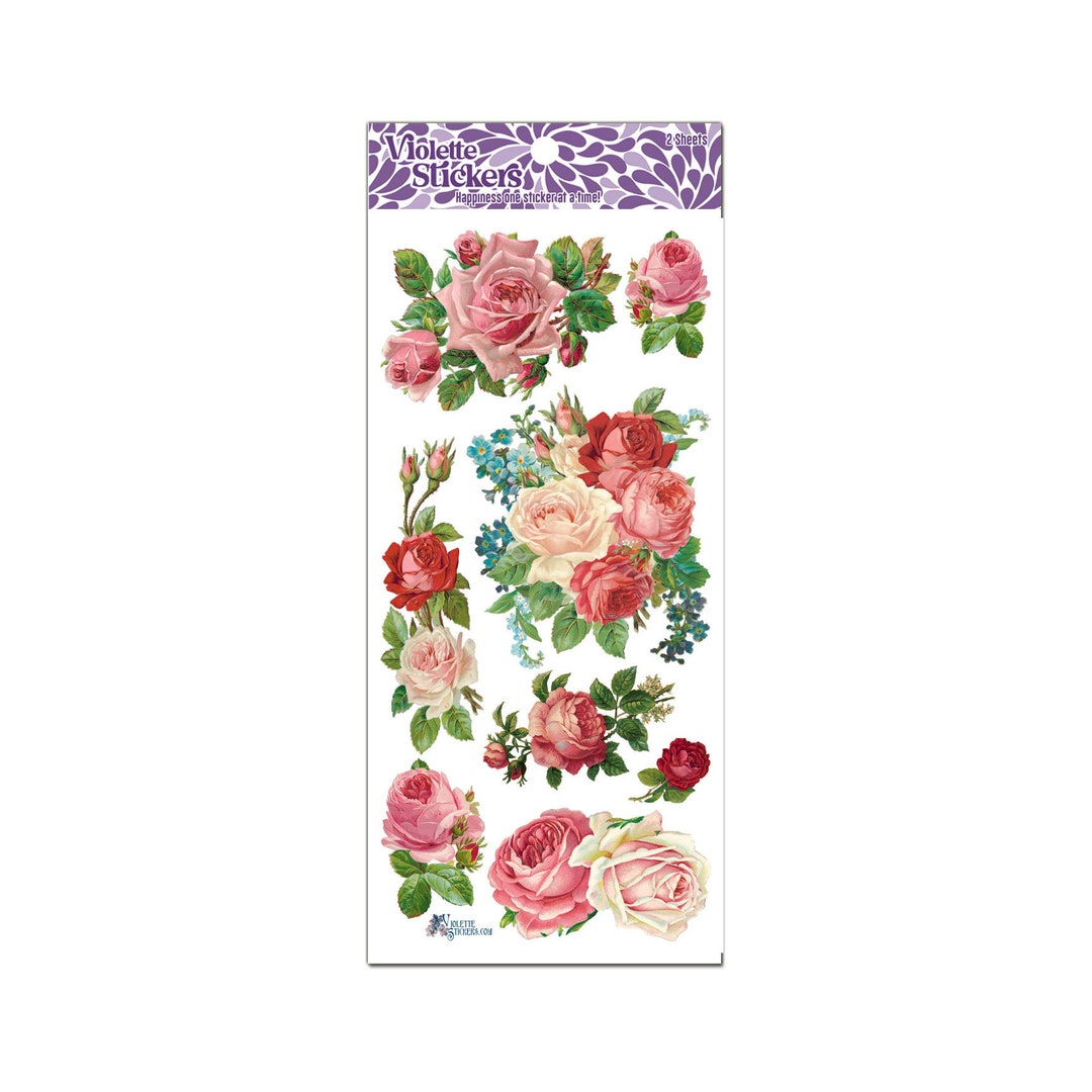 C04 Beautiful Vintage Red Rose Stickers - Etsy