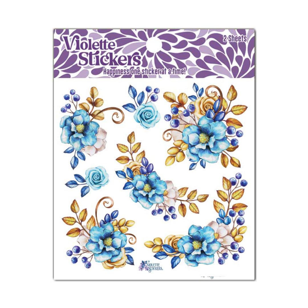 Blue Rose Stickers 2 Sheets - Etsy