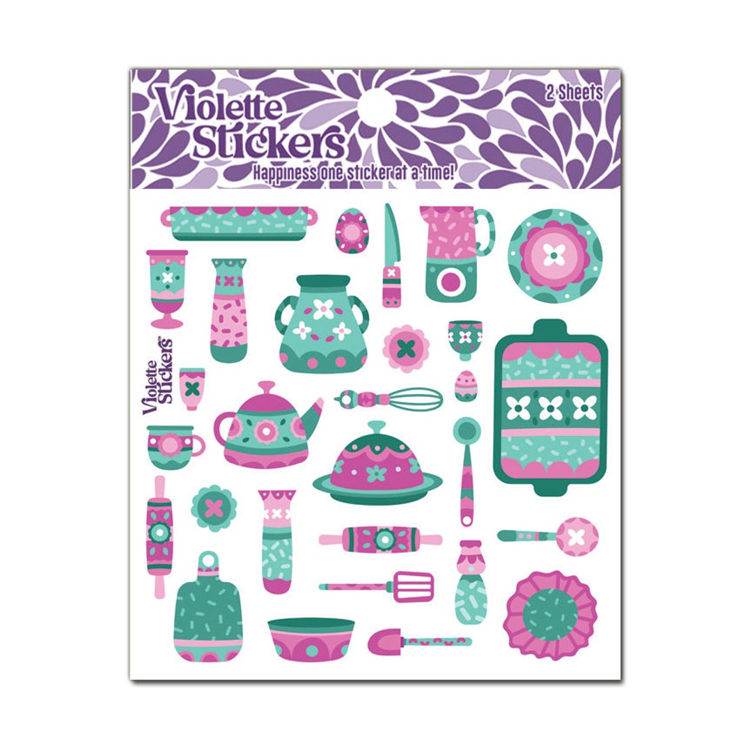 Dutch Pink Kitchen Stickers 2 Sheets - Etsy