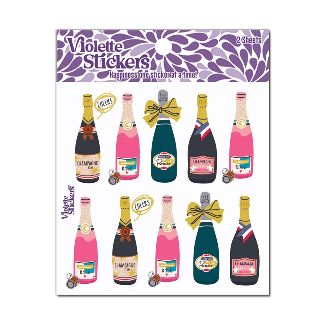 Champagne Stickers 2 Sheets - Etsy