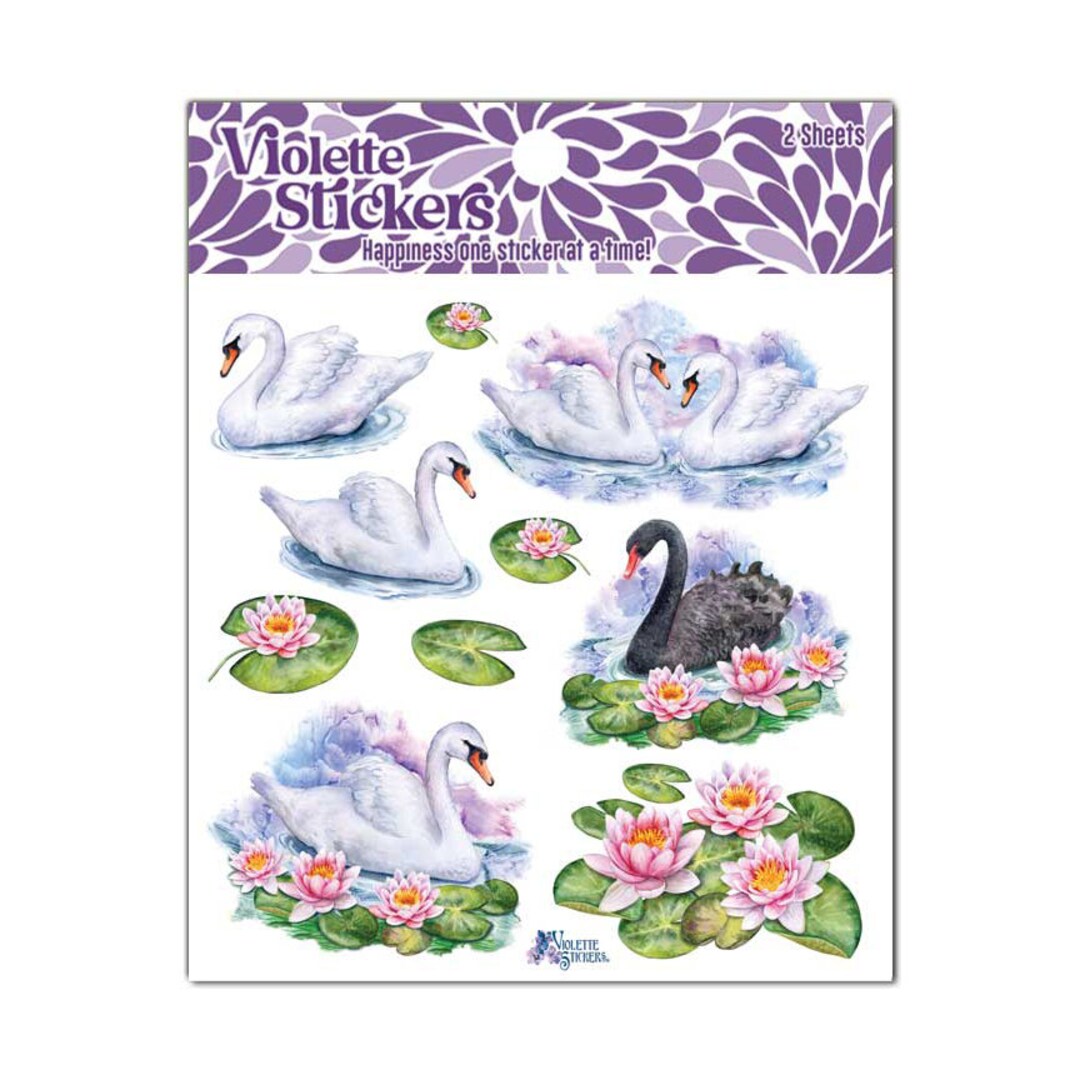 Swan Stickers 2 Sheets - Etsy