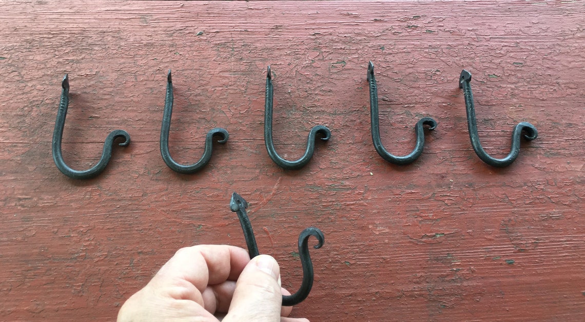 Hand Forged Iron Hooks. Set of 6. Free Shipping | Etsy