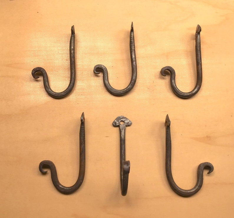 Hand Forged Iron Hooks. Set of 6. Free Shipping | Etsy