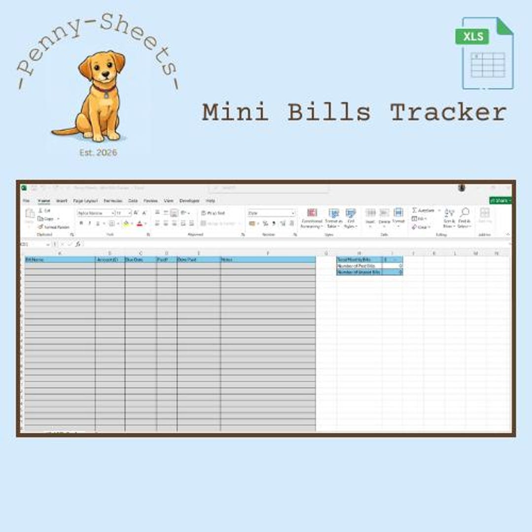 Mini Bills Tracker Spreadsheet – Monthly Budget Planner (excel & Google ...