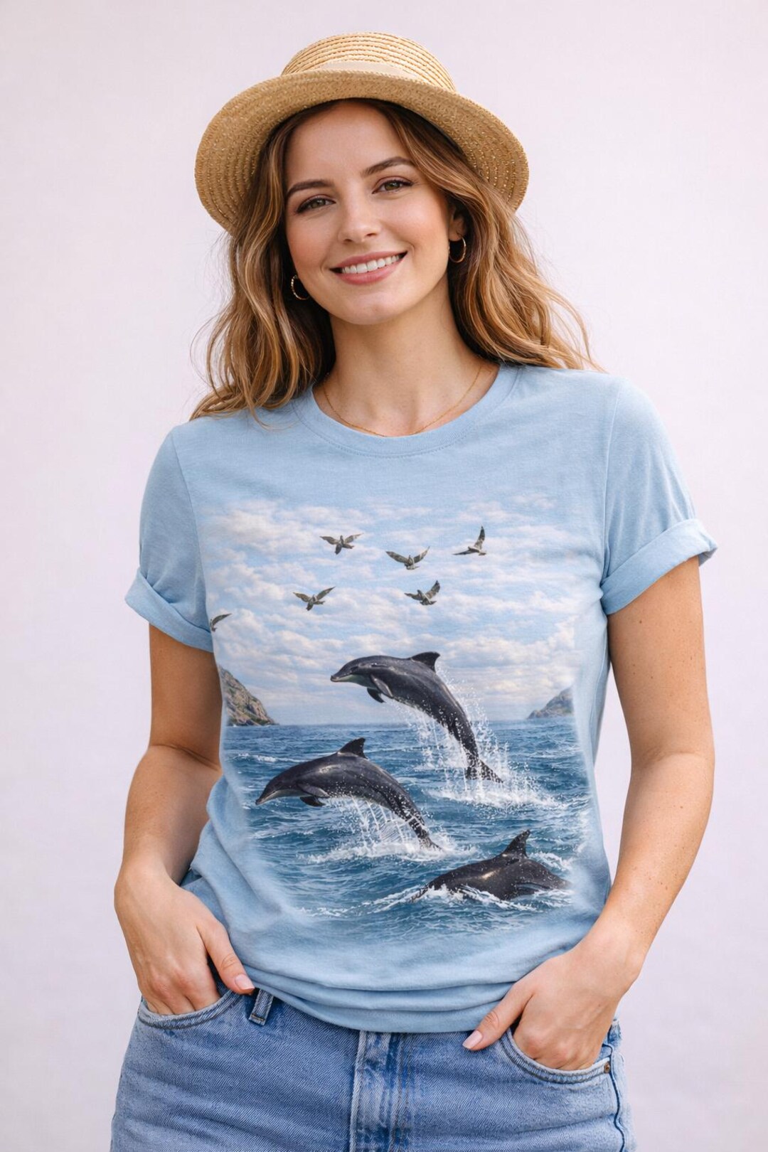 Ocean Wave Dolphin T-shirt Design, Summer Beach Print (PNG File) - Etsy
