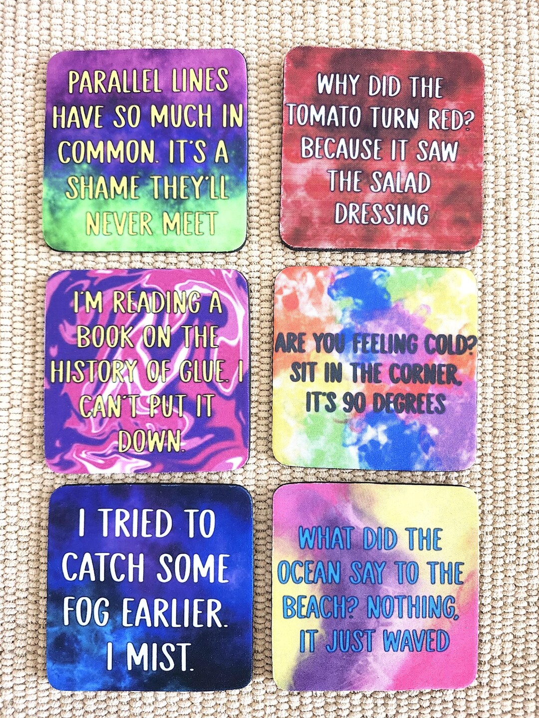 Set of 6 Neoprene Coasters - Featuring Dad Jokes - Etsy