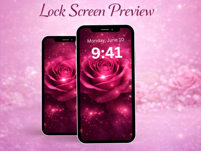 Pink Rose Galaxy Wallpaper, Romantic Floral Phone Background (instant ...