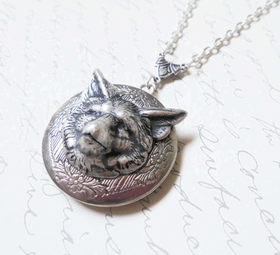 Fox Locket Necklace - Unique Locket -- Fox Silver Locket.father's Day ...