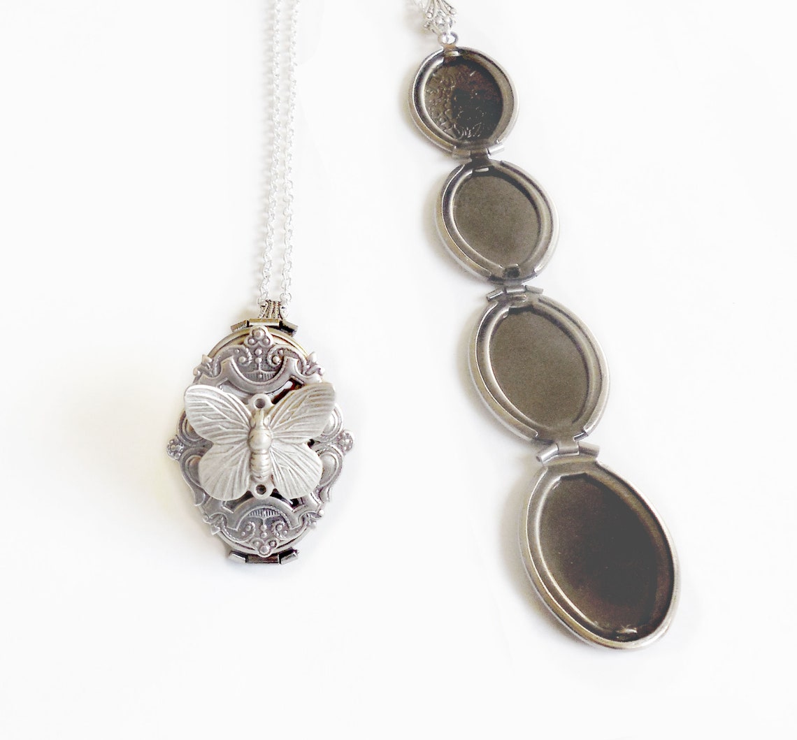 Four Photo Locket Butterfly Locket.4 Photo Locket Necklace. - Etsy