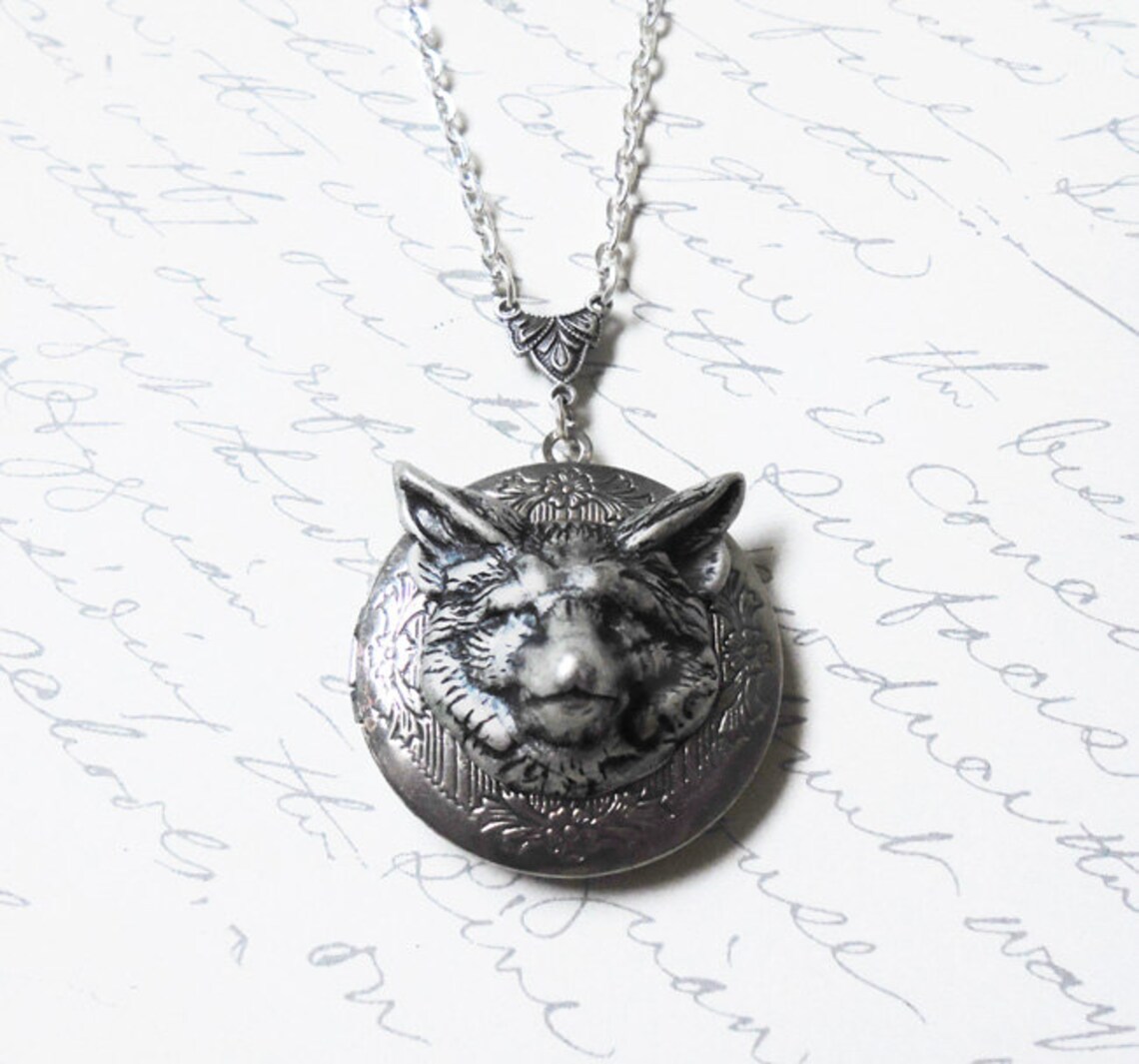 Fox Locket Necklace Unique Locket Fox Silver - Etsy