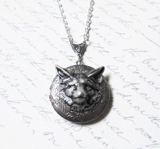 Fox Locket Necklace Unique Locket Fox Silver - Etsy