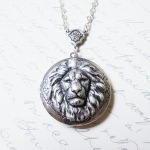 Lion Locket. Lion Silver Locket. Photo Locket, Lion's Mane Zodiac Leo ...