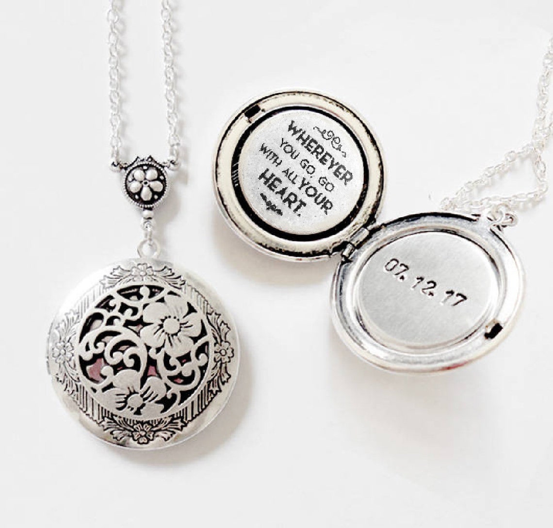 Engraved Locketmessage Locket Necklace Personalized Locket | Etsy