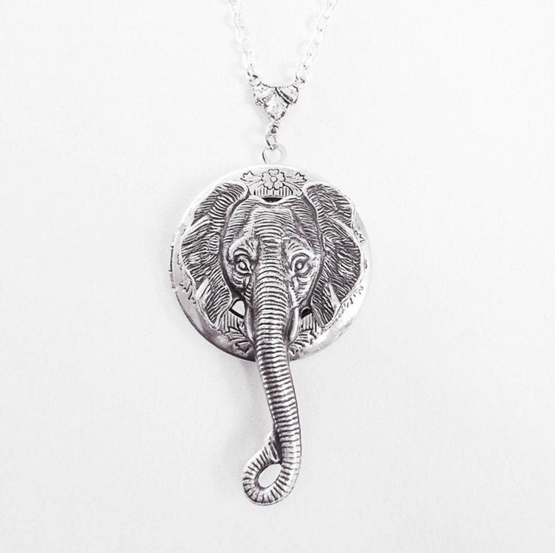 Lucky Elephant Locket Gothic Steampunk Locket---silver Elephant Locket ...