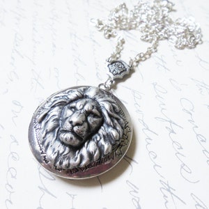 Lion Locket. Lion Silver Locket. Photo Locket, Lion's Mane Zodiac Leo ...