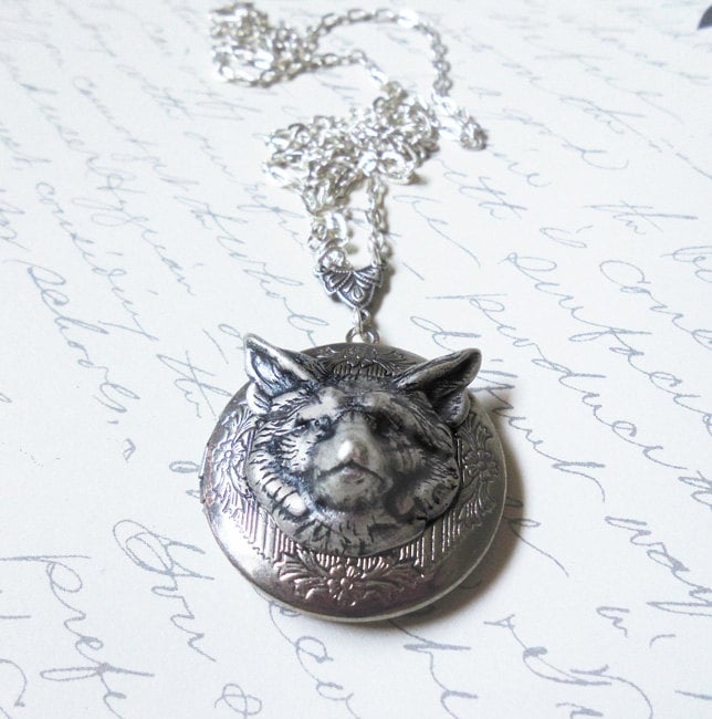 Fox Locket Necklace - Unique Locket -- Fox Silver Locket.father's Day ...