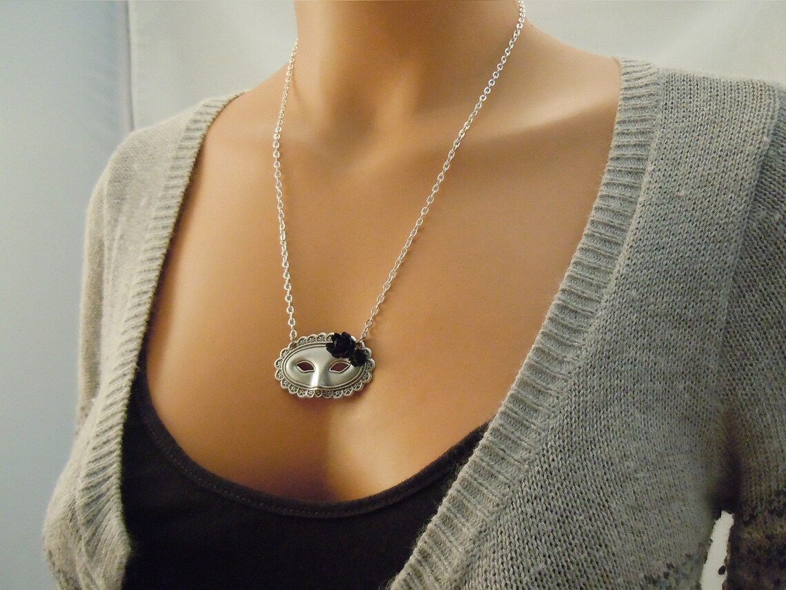 Mask Necklace Silver Mask Necklace. Christmas Gift | Etsy