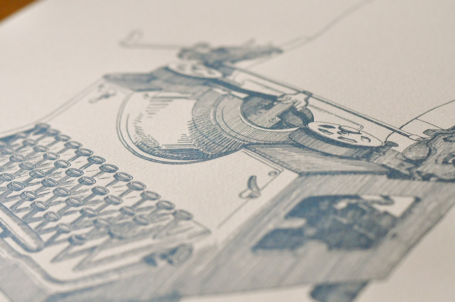 Vintage Typewriter Drawing - Limited Edition Letterpress Print of 75 ...