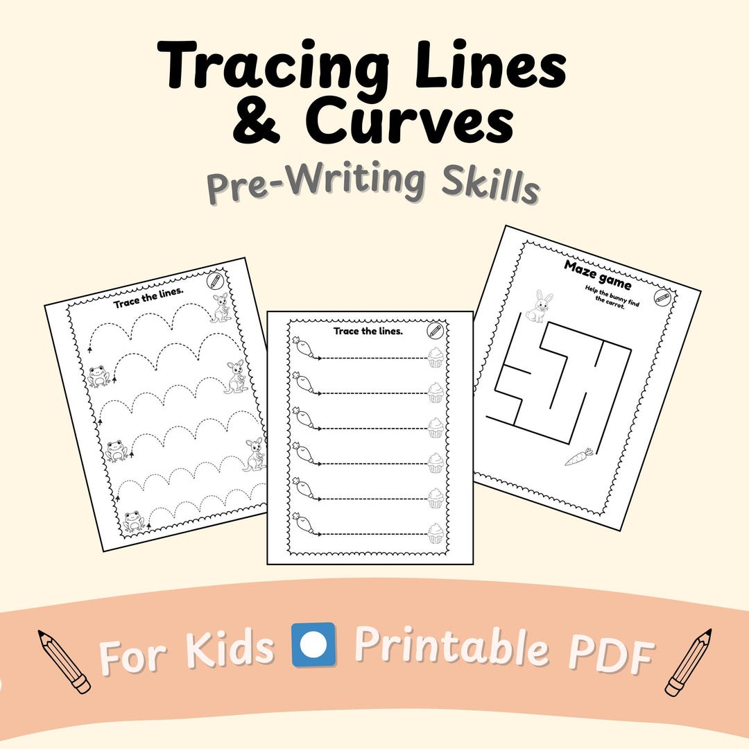 Tracing Lines and Curves for Preschool | Printable Pre-writing Practice ...