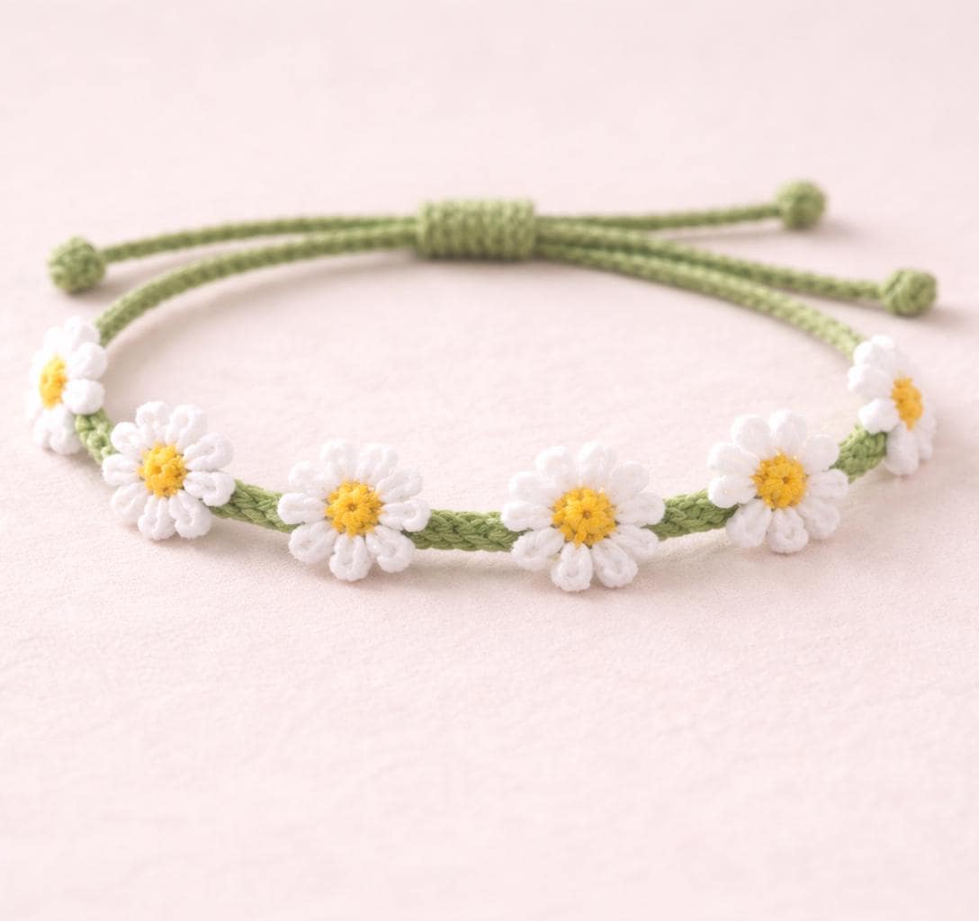 Crochet Daisy Bracelet Pattern, Adjustable Floral Jewelry (PDF Pattern ...