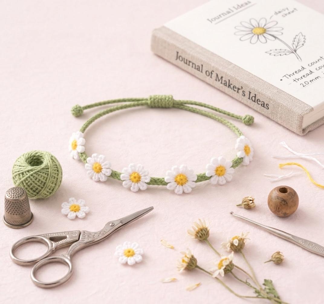 Crochet Daisy Bracelet Pattern, Adjustable Floral Jewelry (PDF Pattern ...