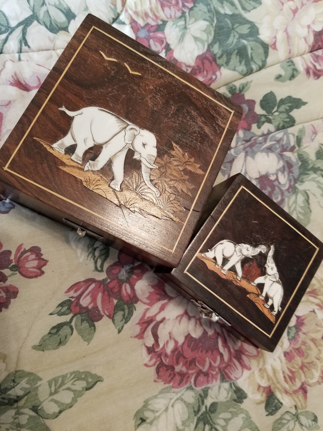Handmade Wood Boxes With Delicate Elephants. 6 Box 1 - Etsy