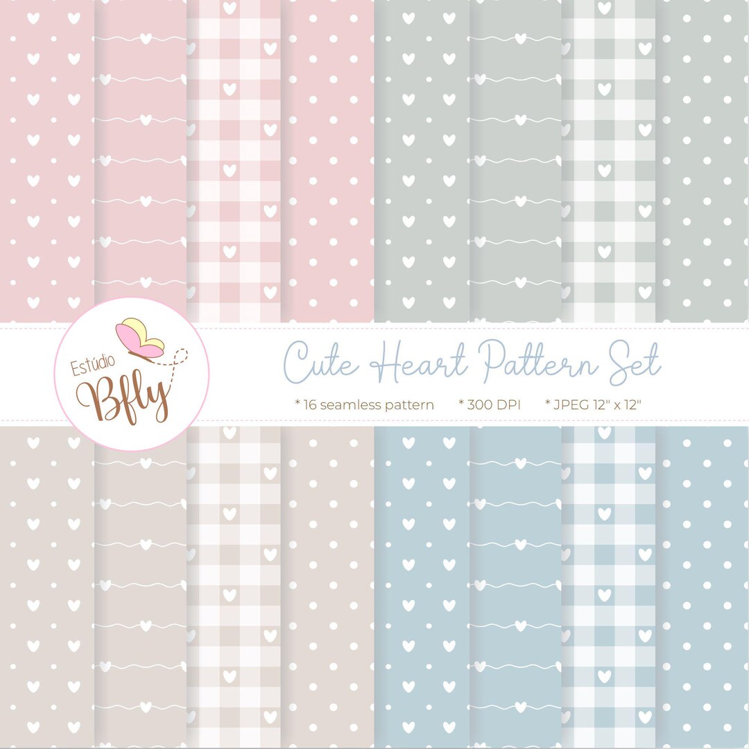 Baby Digital Paper Pack Set, Cute Baby Seamless Patterns, Polka Dot ...