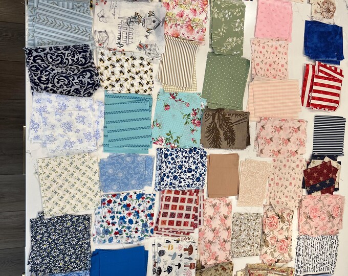 50 Fabric Piece/ Collage Art/ Journaling/ Art/slow Stitch - Etsy