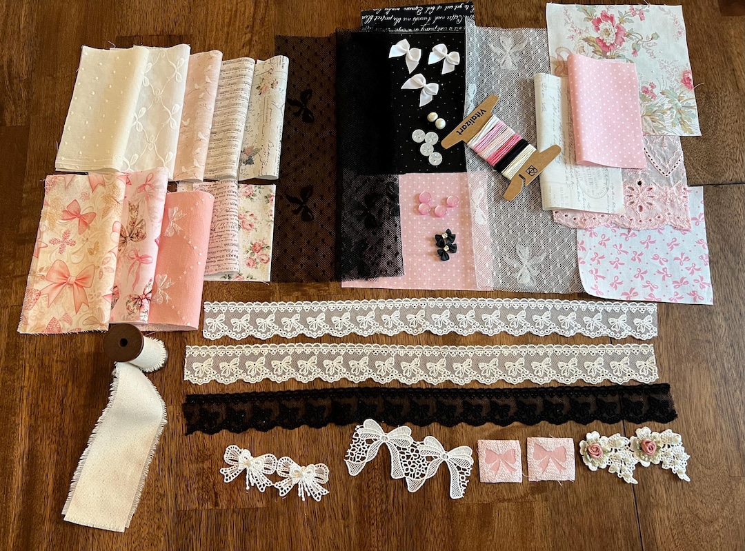 Fabric Theme BOWS Slow Stitch, Collage, and Junk Journaling. - Etsy