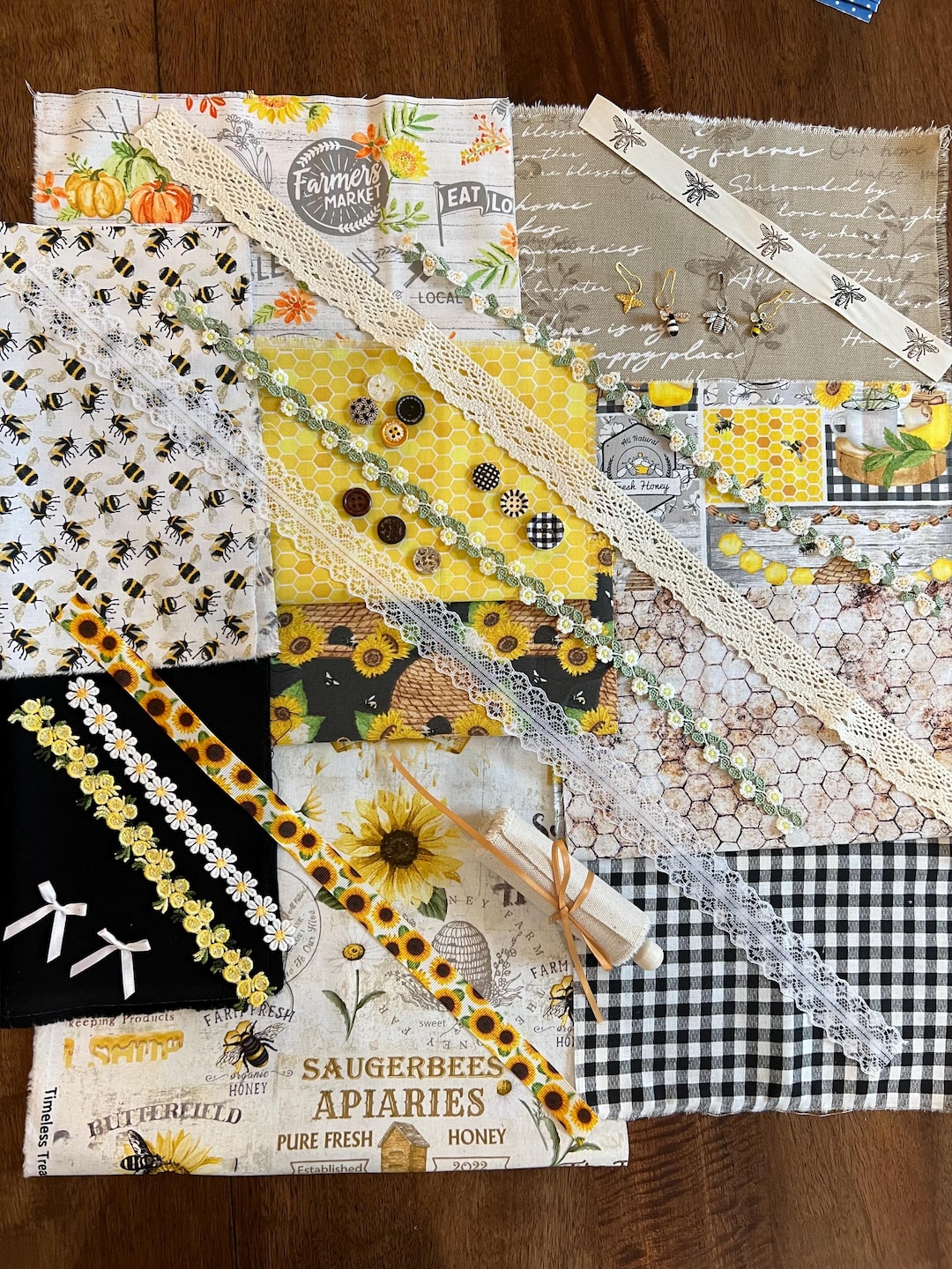 Fabric Theme BEES Slow Stitch, Collage, and Junk Journaling. - Etsy