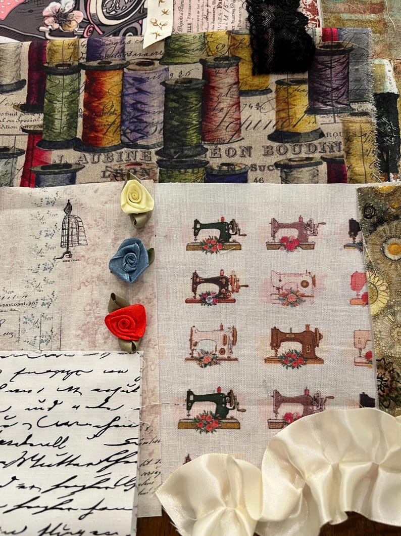 Fabric Theme SEWING Slow Stitch, Collage, and Junk Journaling. - Etsy