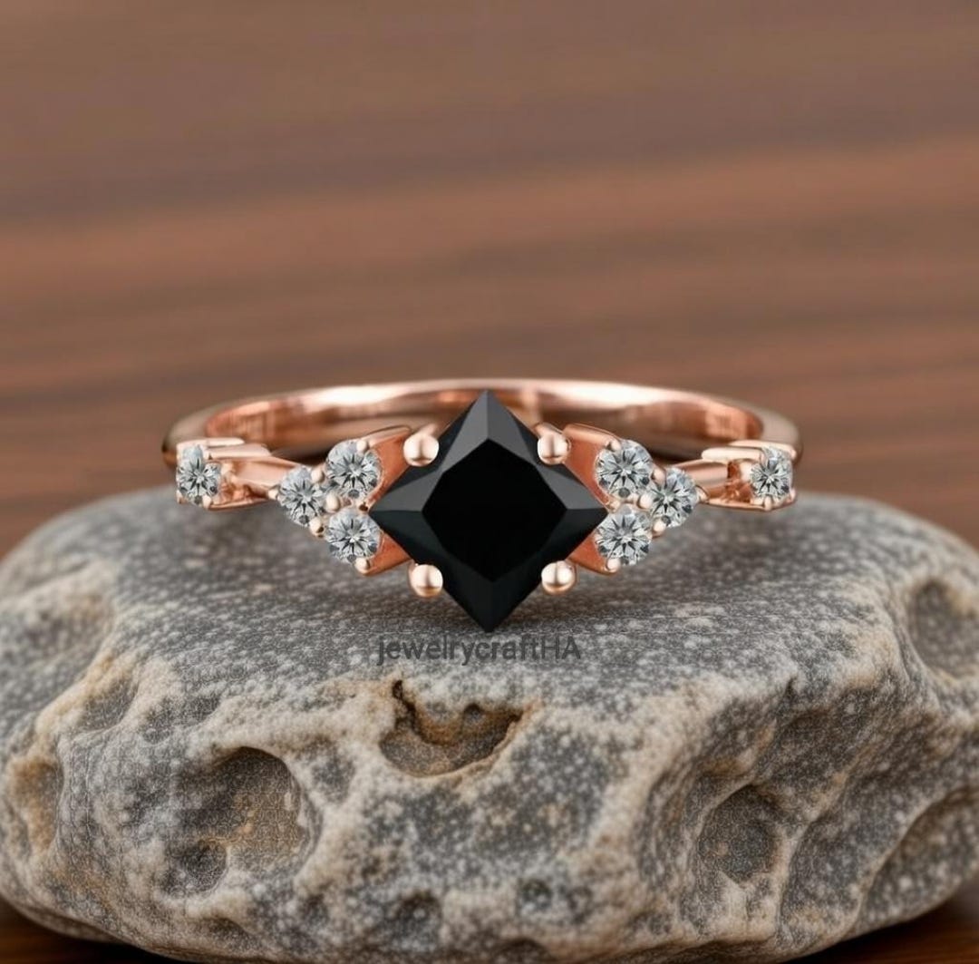 Square Black Onyx Ring | 925 Sterling Silver, Faceted Gemstone ...