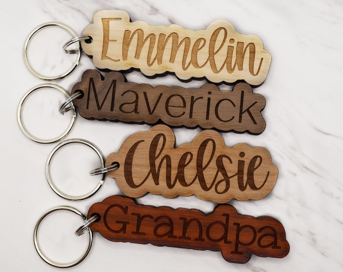 Personalized Wooden Name Keychain - Etsy