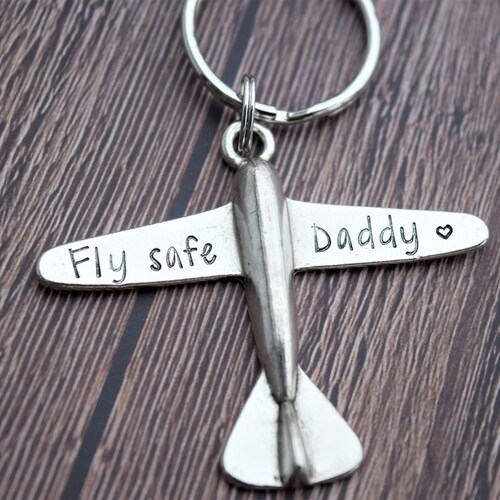 Personalised Fly Safe Keychain Airplane Charm Gift for - Etsy