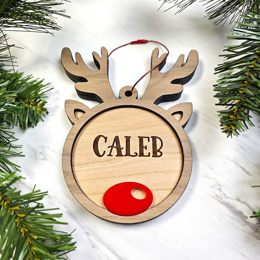 Personalized Reindeer Ornament Wood Rudolph Ornament - Etsy