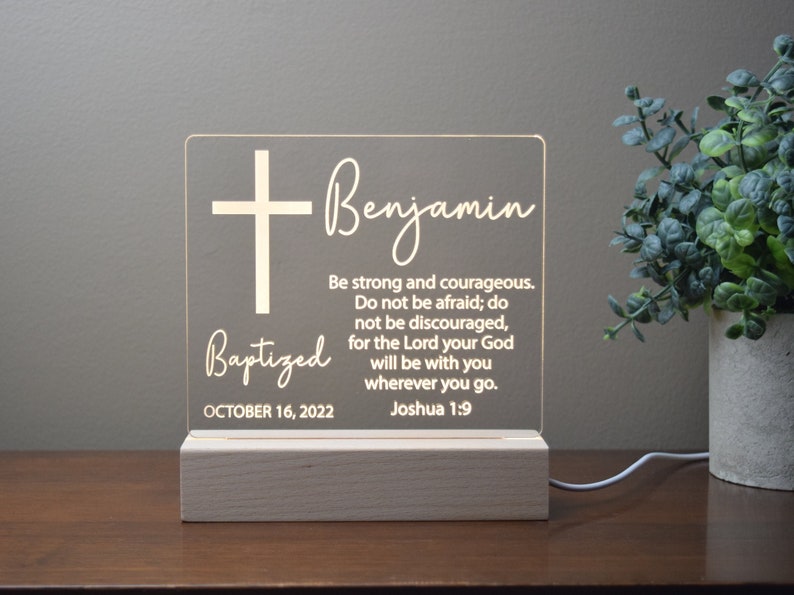 Baptism Gift Joshua 1:9 Night Light Baptism Gift From - Etsy
