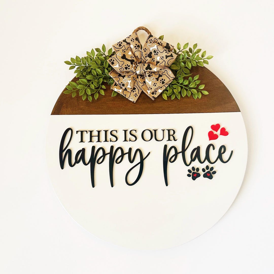 Happy Place Dog Sign, 3D Acrylic Letters, Front Door Decor - Etsy