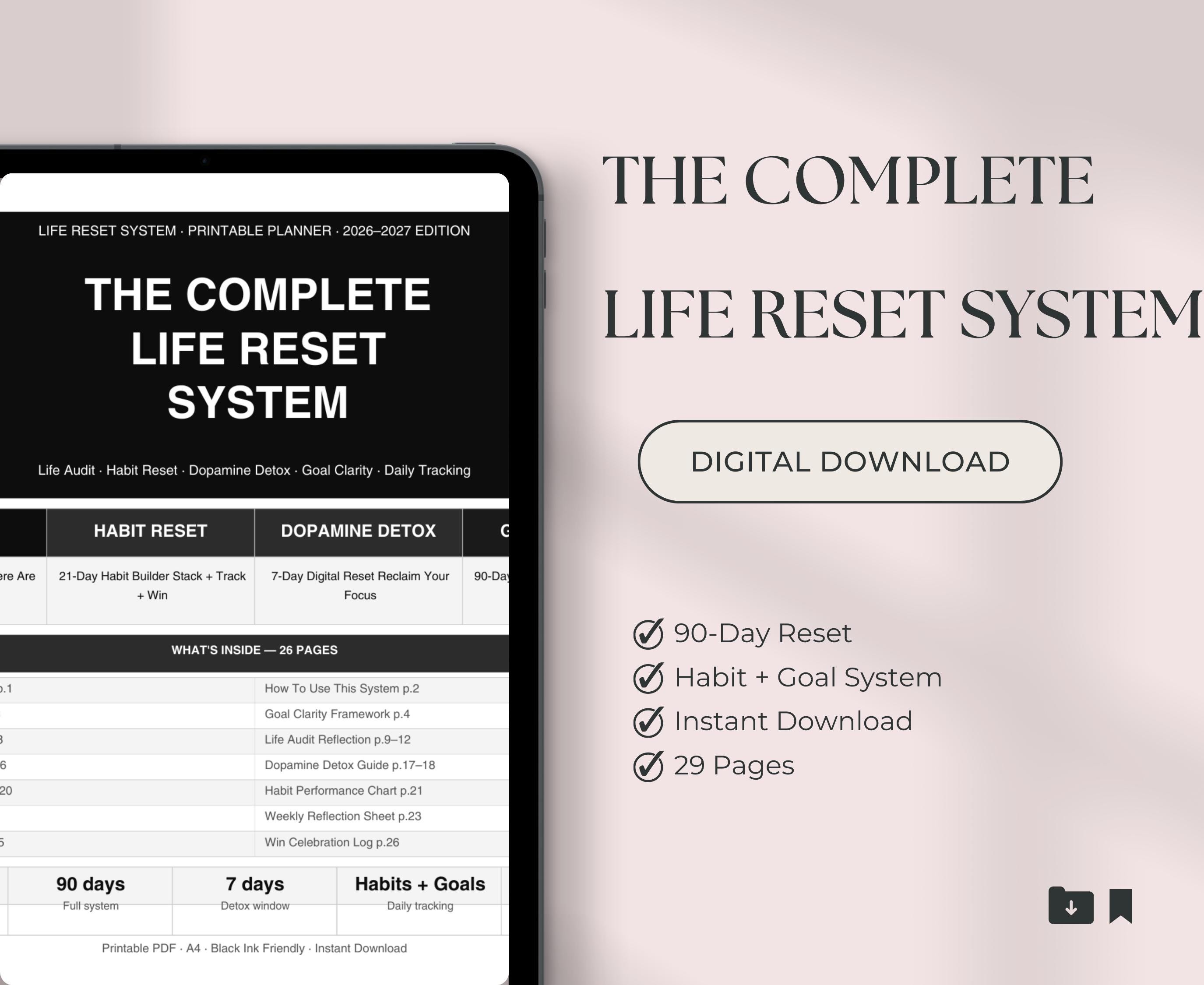 Life Reset System Planner | 90-day Goal, 21-day Habit, Dopamine Detox ...