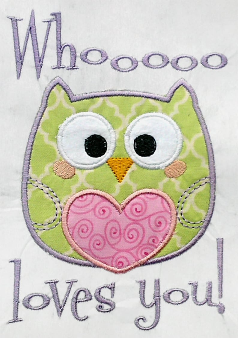 Owl Love Valentine Machine Embroidery APPLIQUE Design by Cutestuff ...