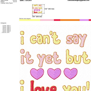 Baby's I Love You Machine Embroidery Design by Cutestuff Designs ...