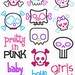 SALE! Cute Punk Skulls Girly Embroidery Machine Embroidery APPLIQUE Set ...