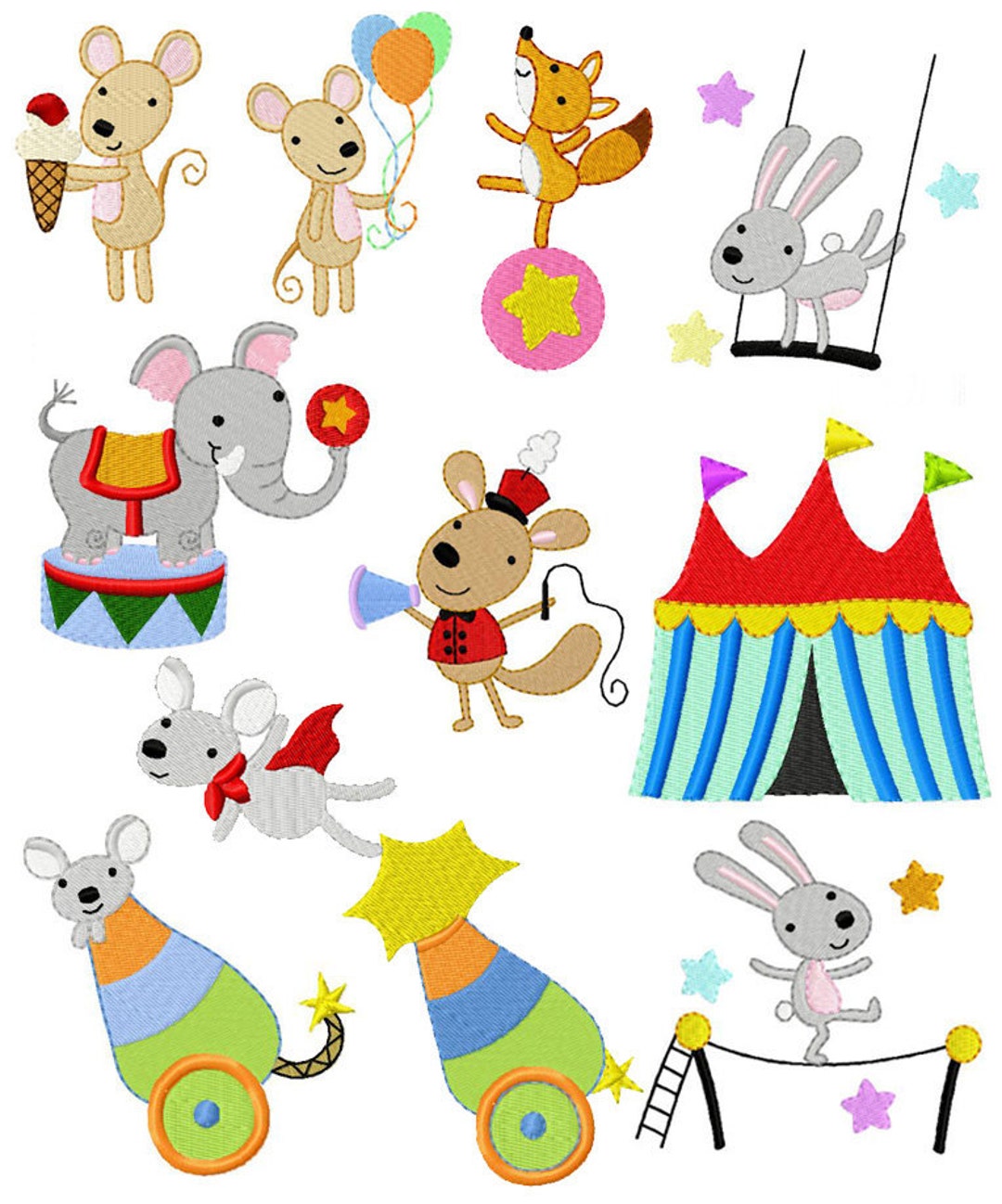 SALE! Embroidery Circus Animals Machine Embroidery by Cutestuff Design ...
