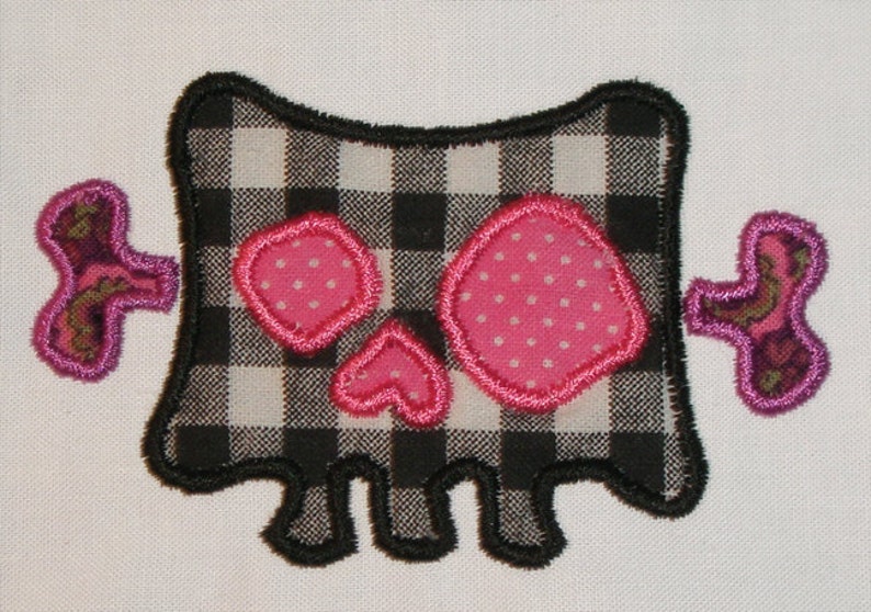 SALE! Cute Punk Skulls Girly Embroidery Machine Embroidery APPLIQUE Set ...