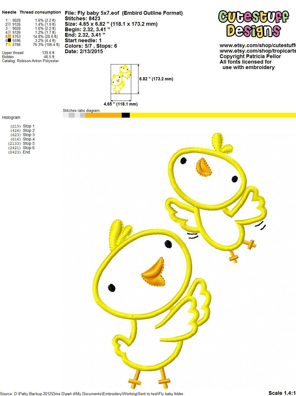 NEW Fly Little One Machine Embroidery APPLIQUE Design by Cutestuff ...