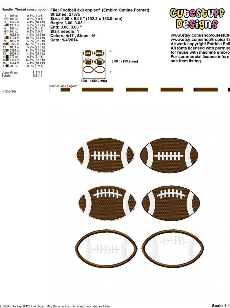 Football Machine Embroidery Designs by Cutestuff Designs in a Variety ...