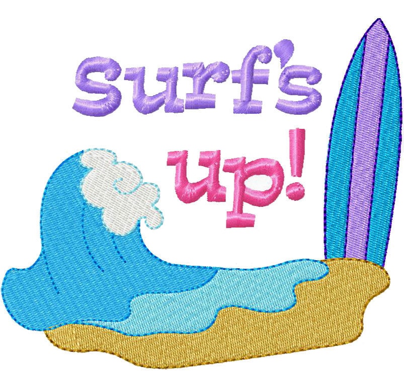 SALE! Cutestuff Surf's up Machine Embroidery Design Surfboard Wave ...