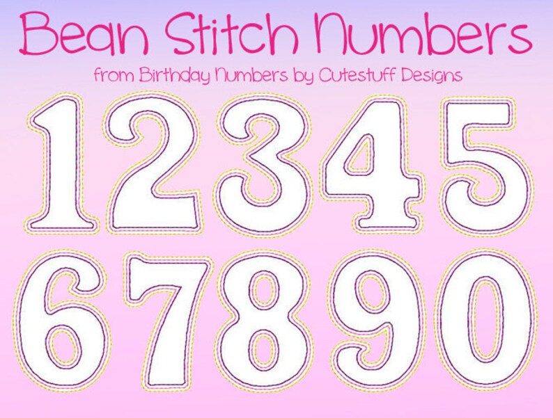 Birthday Numbers Candle Machine Embroidery Applique Set by Cutestuff ...