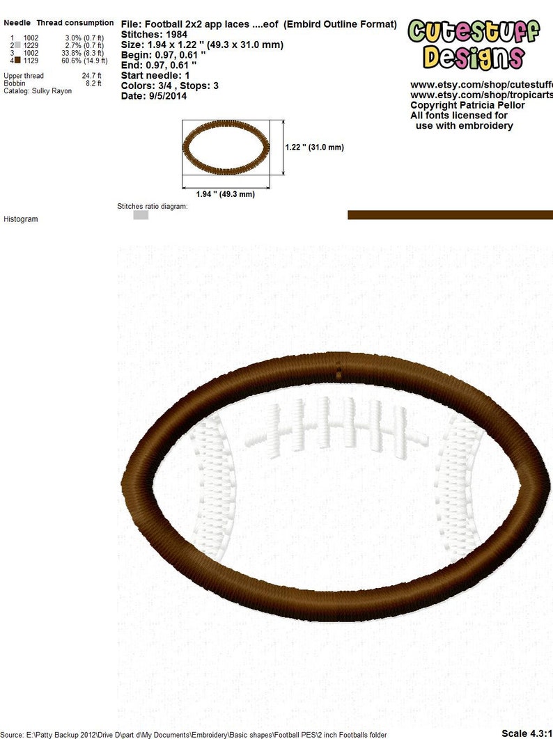 Football Machine Embroidery Designs by Cutestuff Designs in a Variety ...