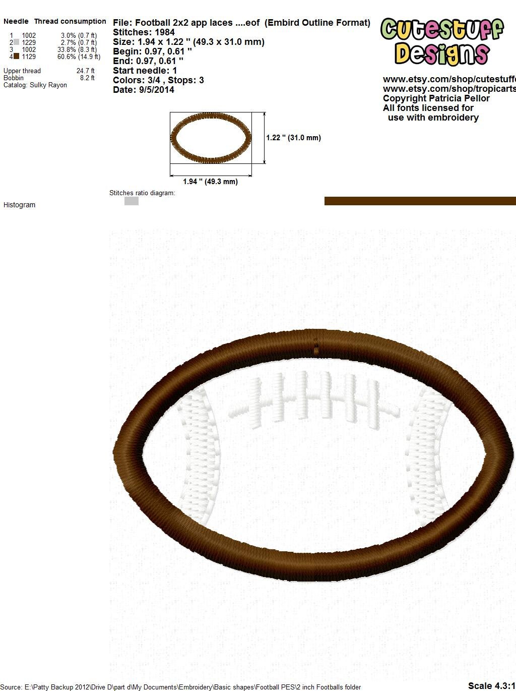 Football Machine Embroidery Designs by Cutestuff Designs in a Variety ...